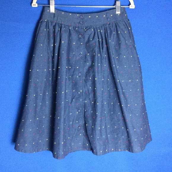 Modcloth | Skirts | Modcloth Size 4 Skirt Blue Pockets Cotton Mini ...